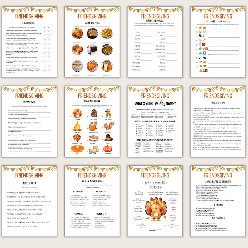 Friendsgiving Game Bundle, Friendsgiving Games, Friendsgiving Games for ...