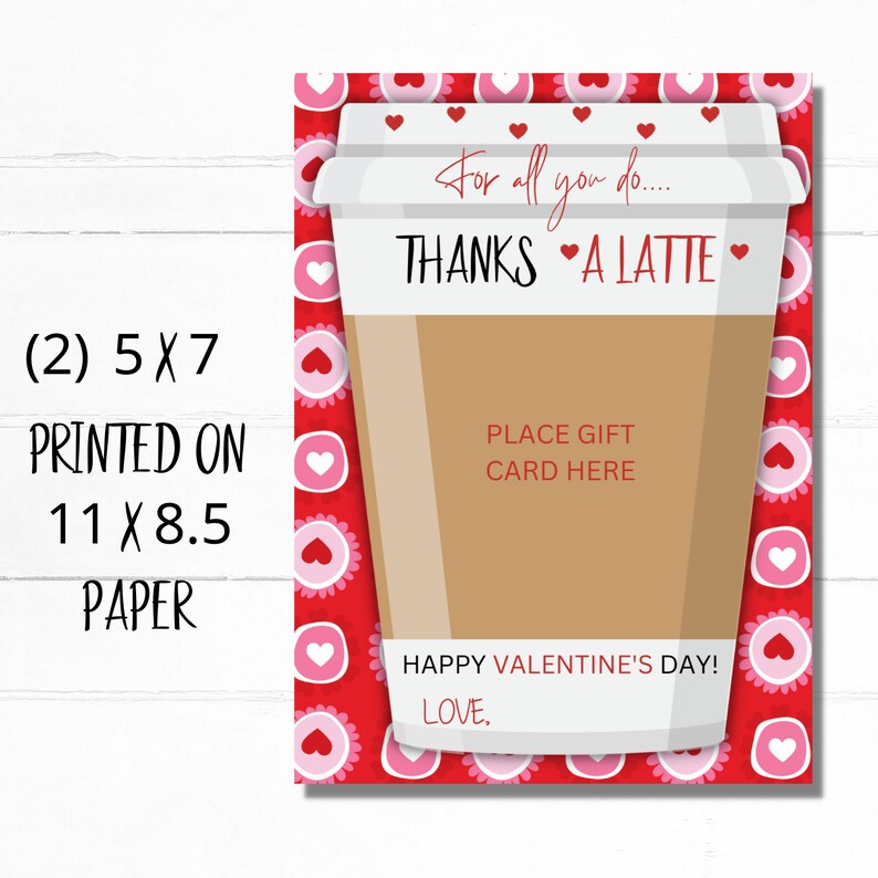 Printable Valentine's Day Coffee Gift Card Holder, Teacher Gift (PDF ...
