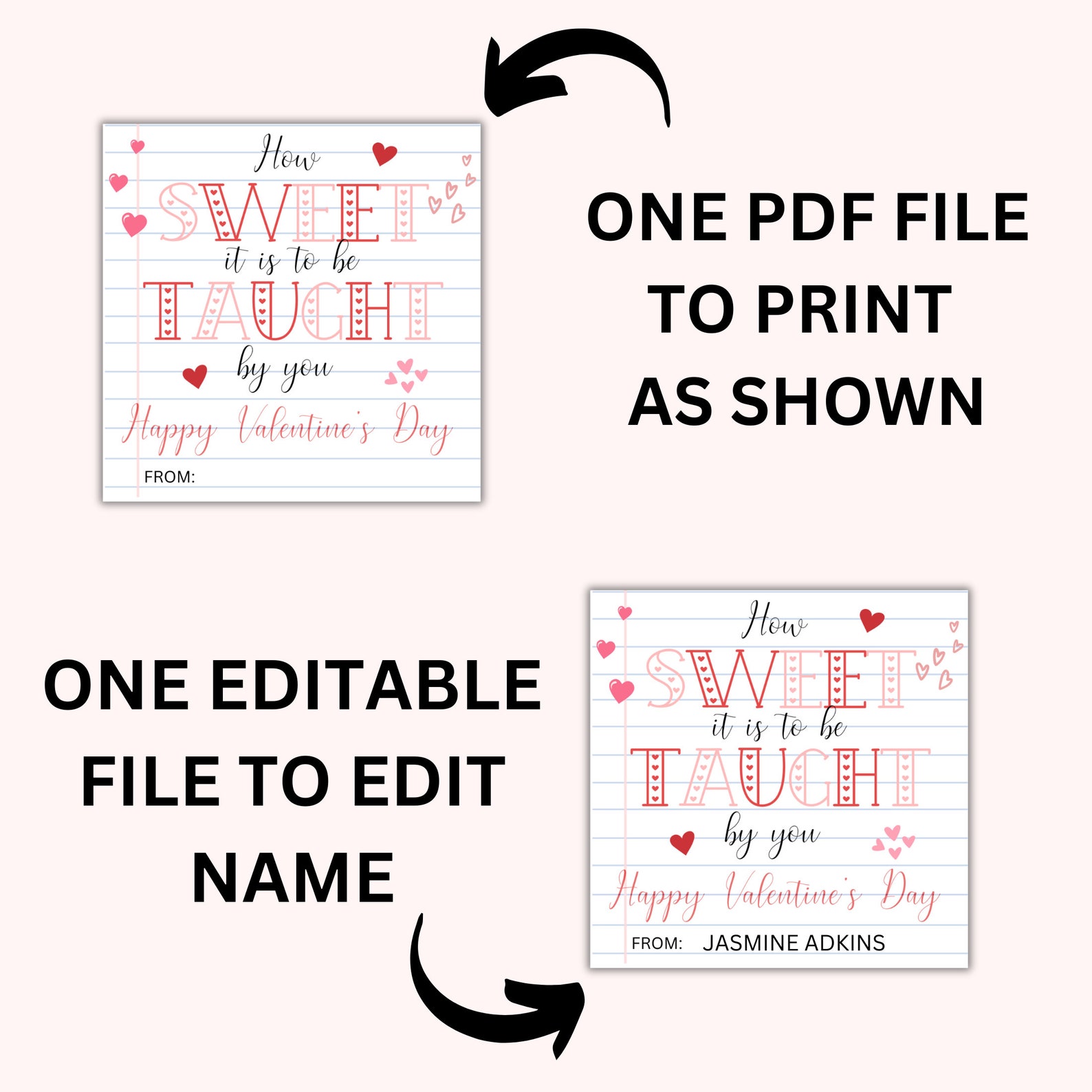 Printable Teacher Valentine Card, Sweet Teacher, Classroom Valentine ...