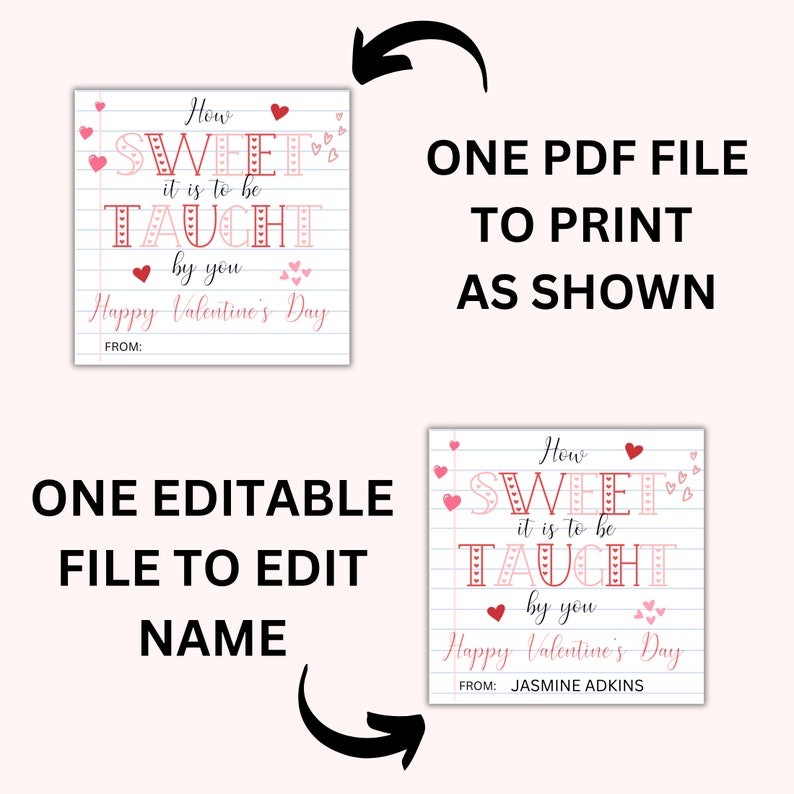 Printable Teacher Valentine Card, Sweet Teacher, Classroom Valentine ...