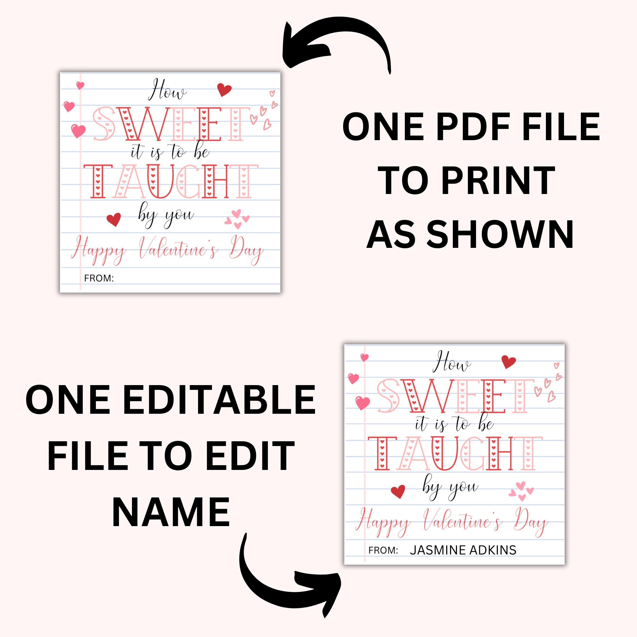 Printable Teacher Valentine Card, Sweet Teacher, Classroom Valentine ...