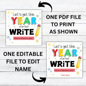 Editable Back to School Gift Tag, Year Started Write Student Gift ...