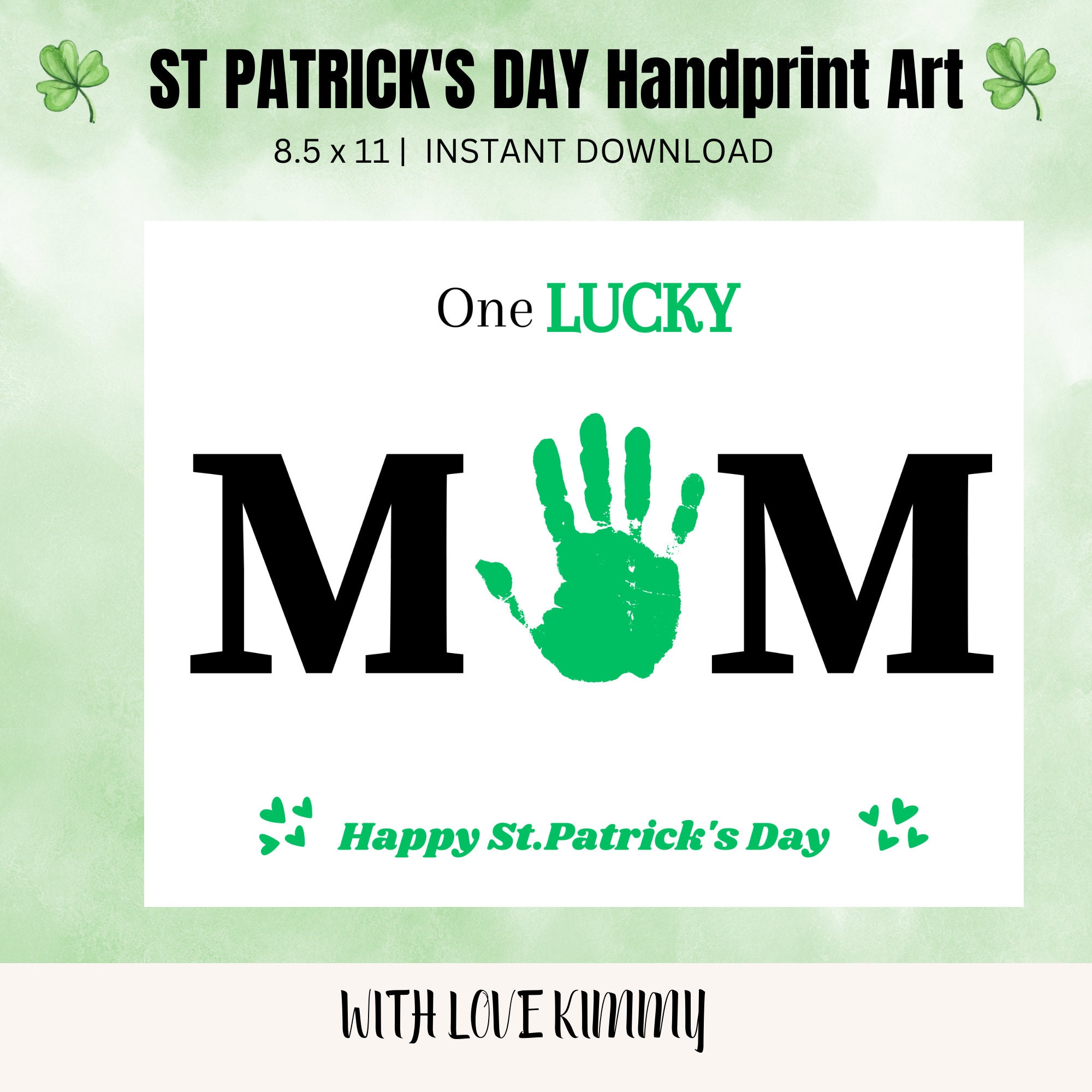ST Patricks Day Handprint Craft ART Printable, St Patrick's Day ...