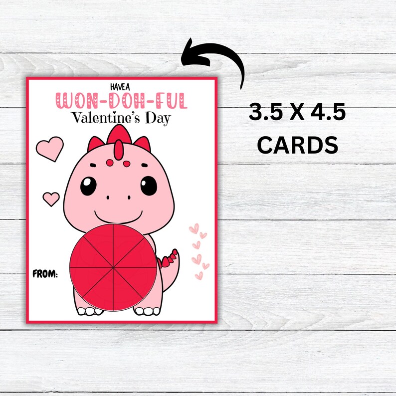 Kids Valentine Play Dough Cards, Doh Gift, Dinosaur Play Dough Holder ...