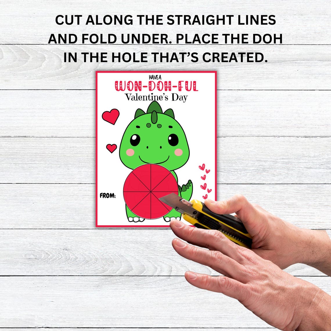 Kids Valentine Play Dough Cards, Doh Gift, Dinosaur Play Dough Holder ...
