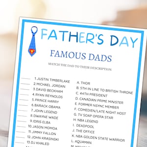 Father's Day Game, Printable Family Game, Dad's Day Party Game, Game ...