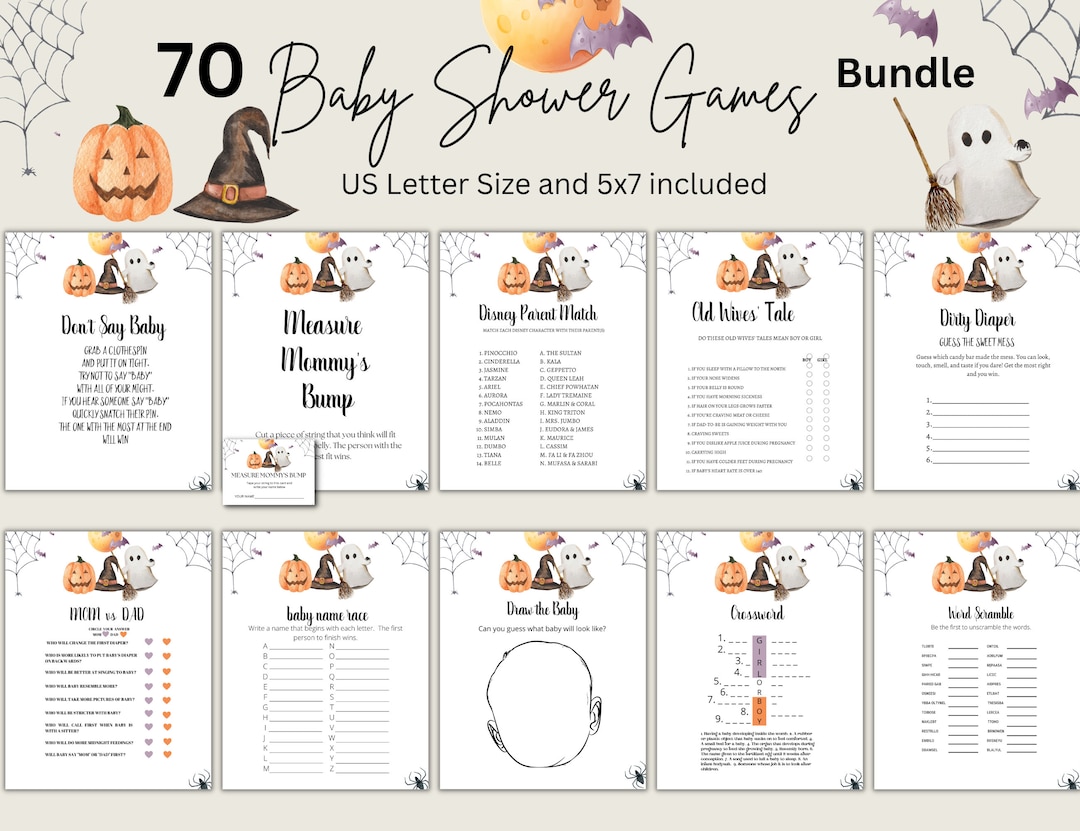 Halloween Baby Shower Game Bundle, Halloween Pumpkin Ghost Baby Shower ...