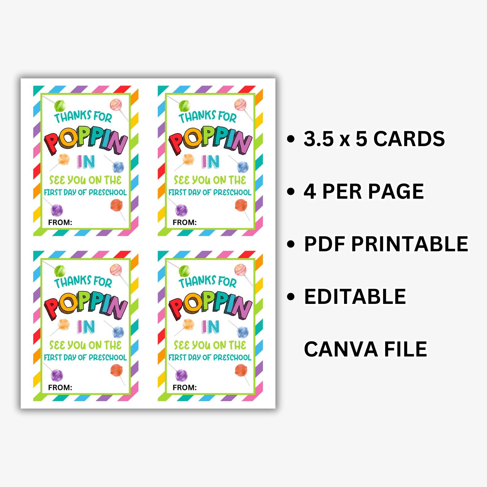 First Day of School Lollipop Gift Tag, Thanks for Popping In, Meet the ...