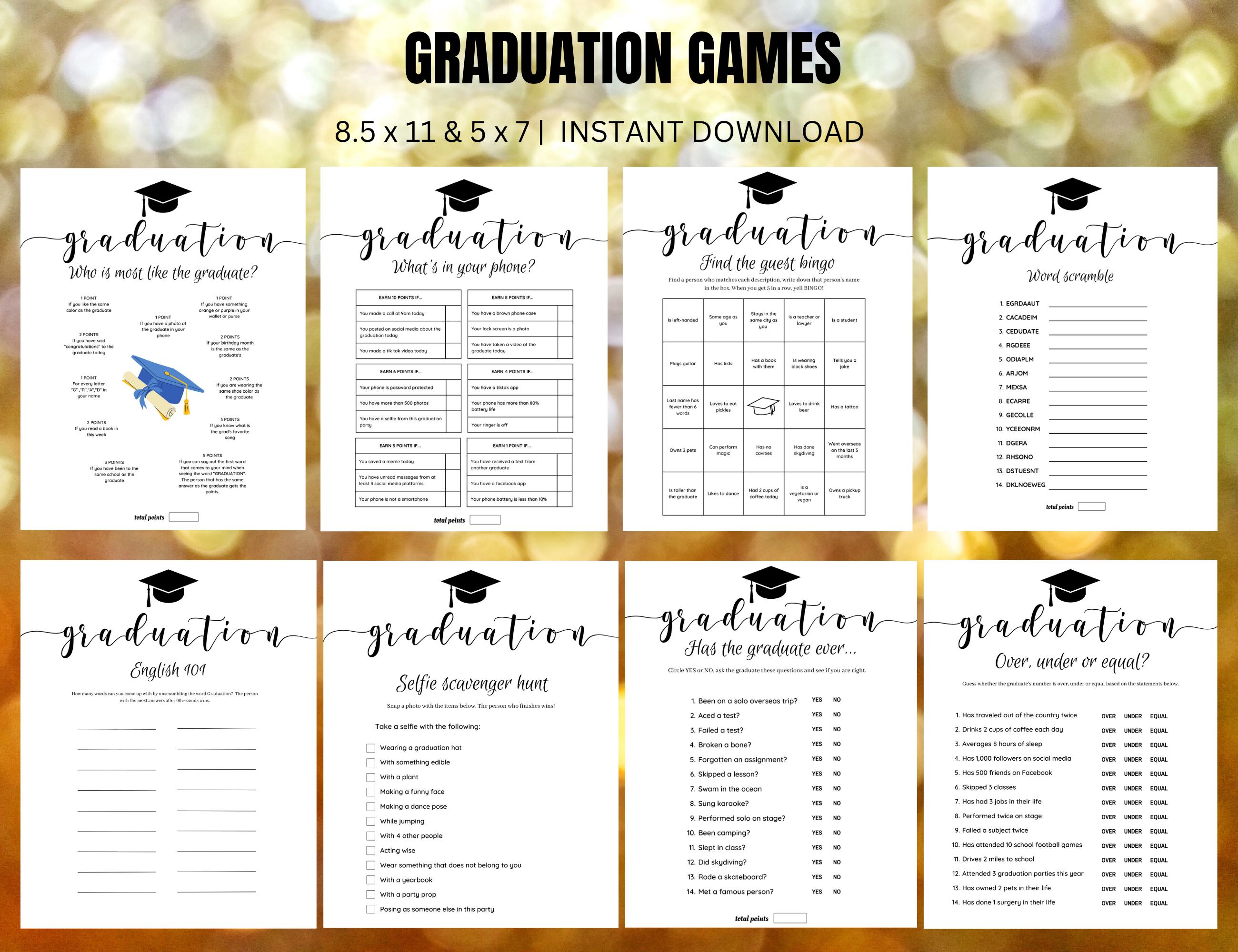 Printable Graduation Games, 2026 Graduation Games, Graduation Party ...