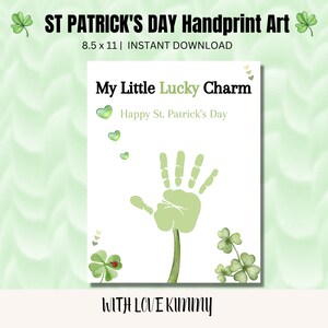 ST Patricks Day Handprint Craft ART Printable, St Patrick's Day ...