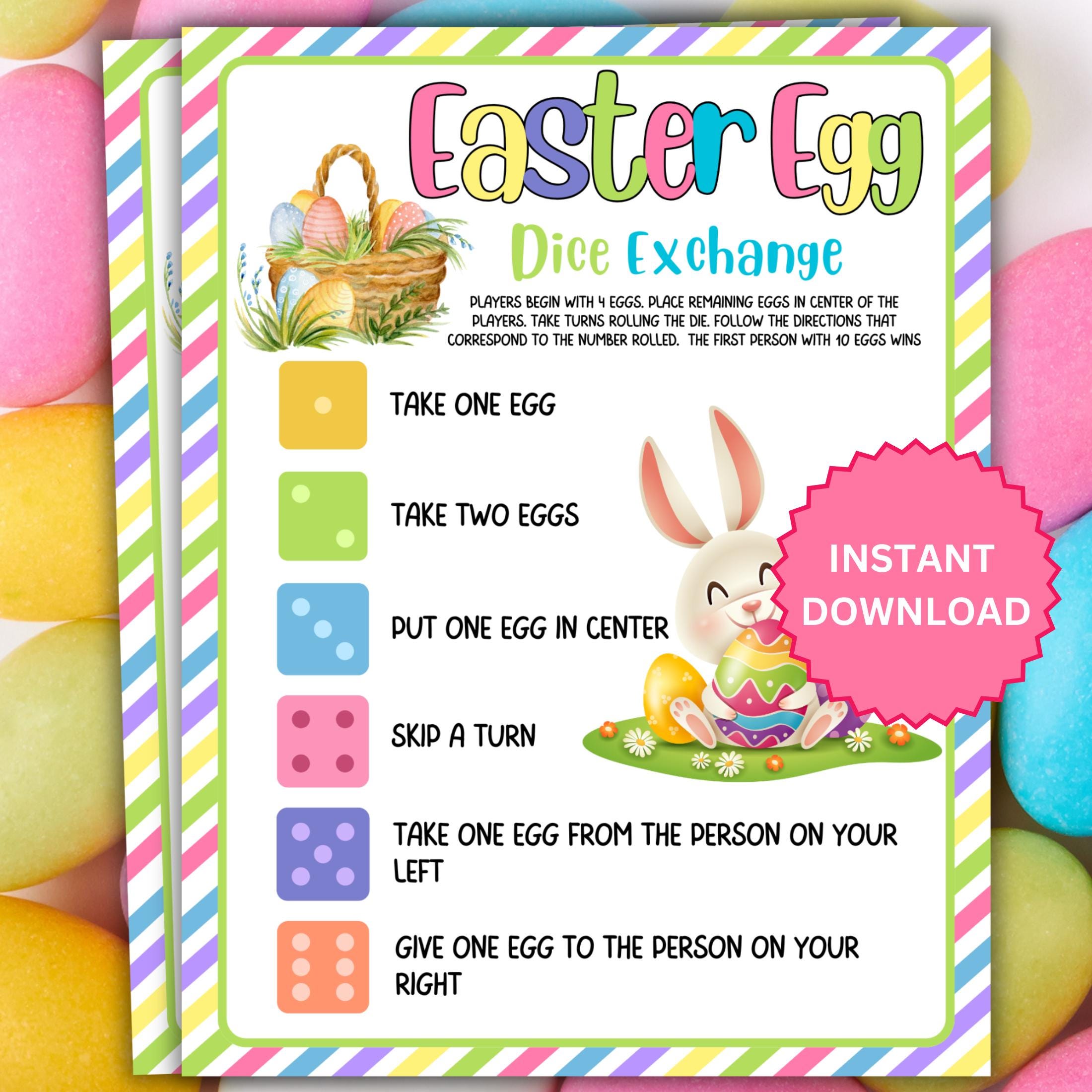 Dice Easter Egg Exchange Game, Easter Dice Game, Kids Adults Family ...
