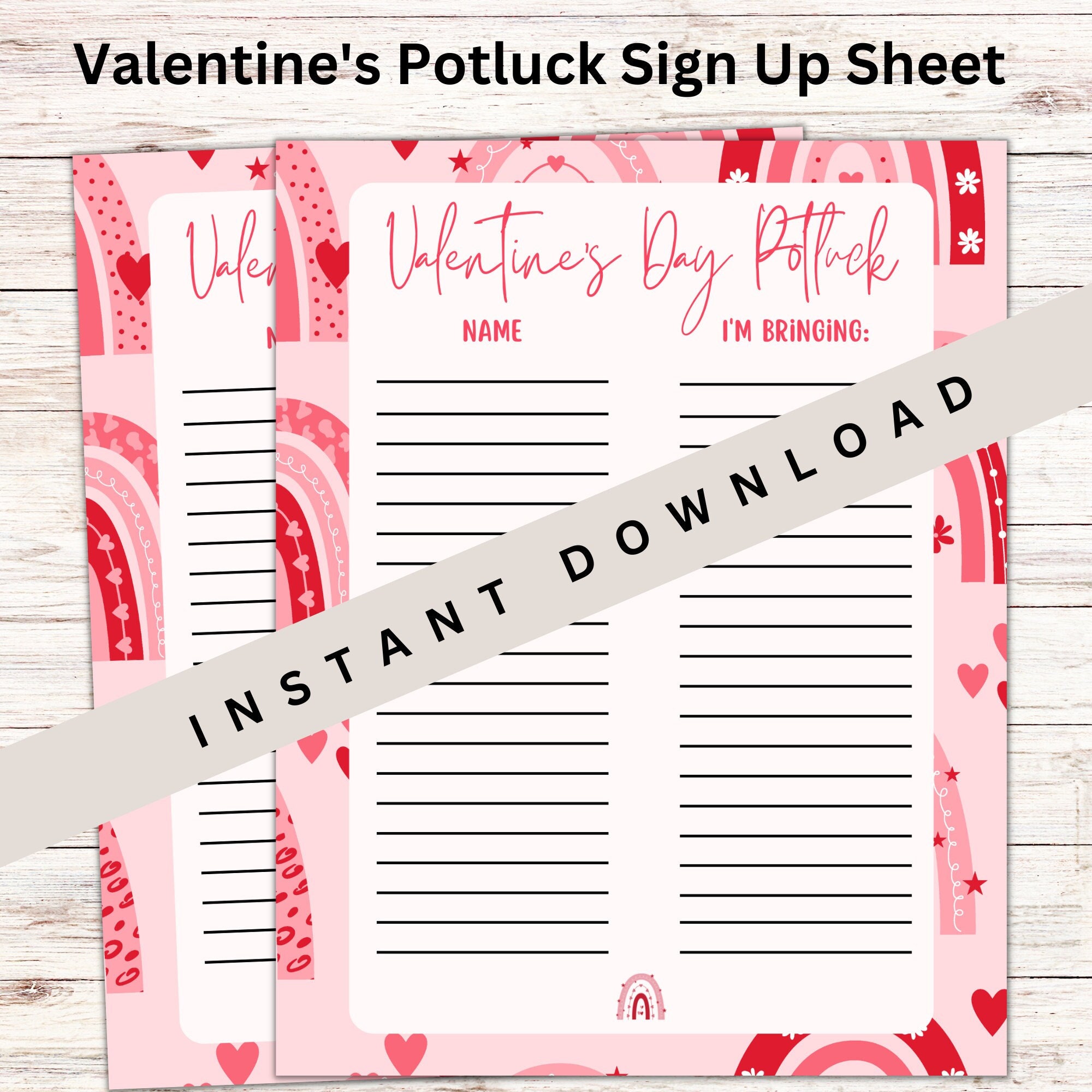 Valentine Potluck Sign up Sheet, Holiday Potluck Sheet, Church Potluck ...
