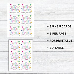 Editable Sweet Teacher Treat Gift Tag, Teacher Appreciation Week, End ...