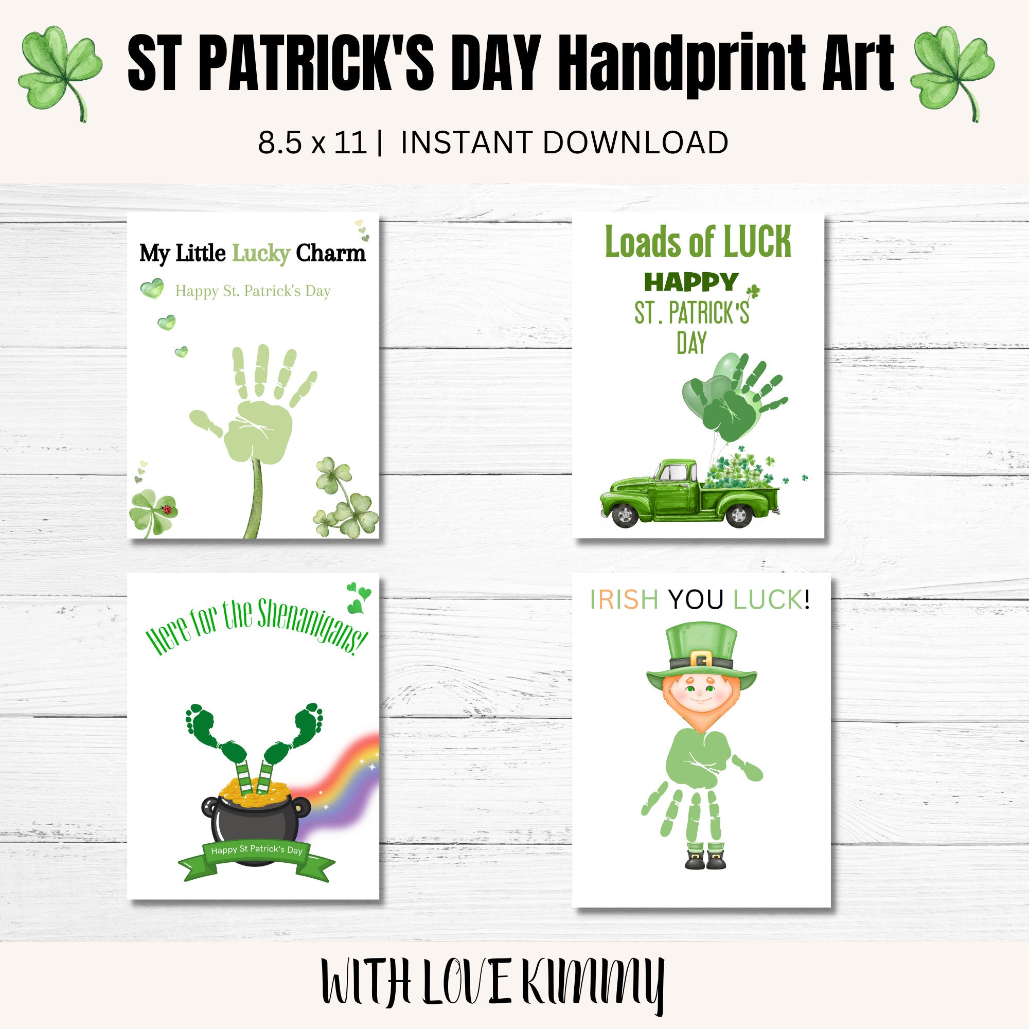 St Patricks' Day Handprint Footprint Craft Printable Bundle, Preschool ...
