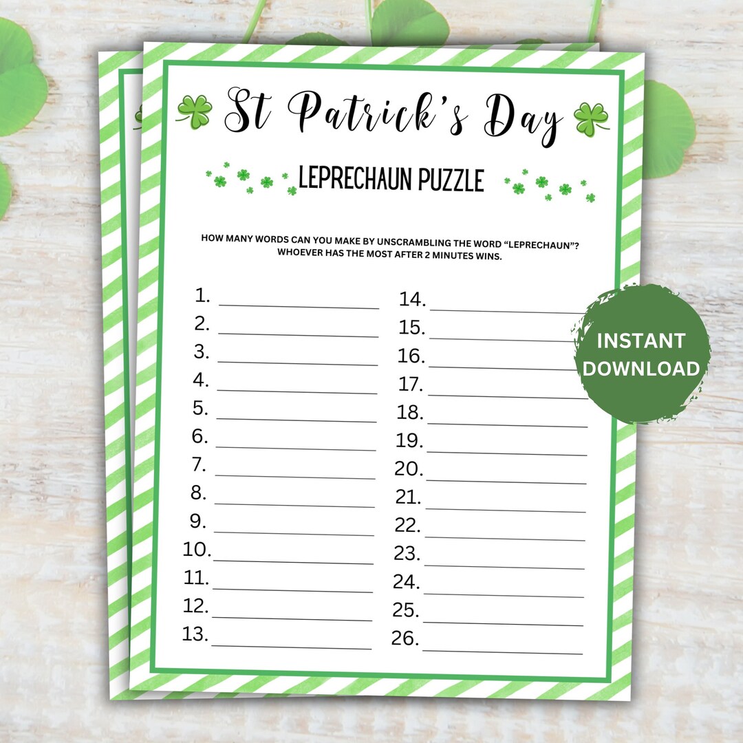Printable St Patrick's Day Leprechaun Puzzle Game, St Paddy's Day Game ...