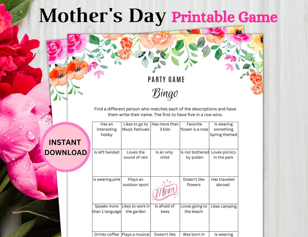 Mother's Day Game, Mother's Day Printable, Mother's Day Craft, Happy ...