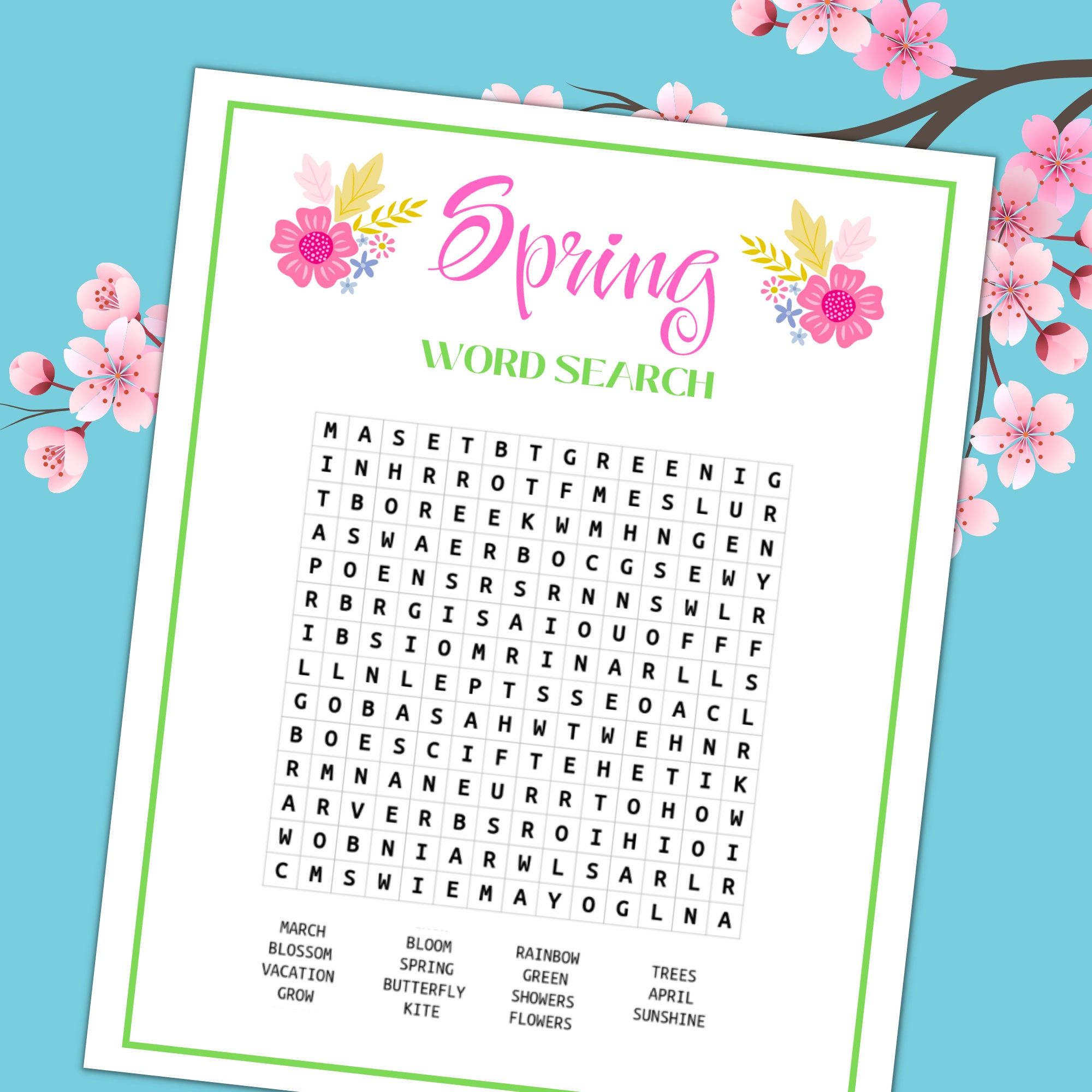 Printable SPRING Game, Spring Party Game and Activity, Kids Party Games ...