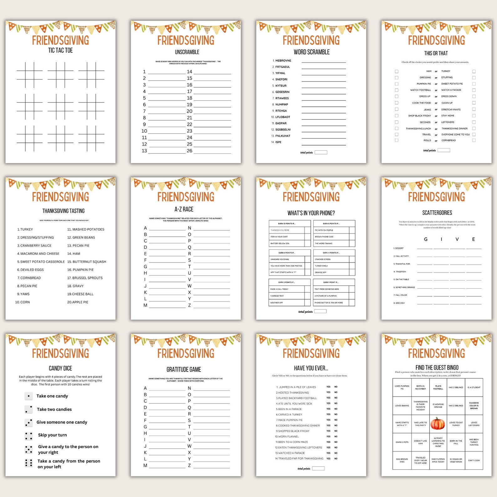 Friendsgiving Game Bundle, Friendsgiving Games, Friendsgiving Games for ...