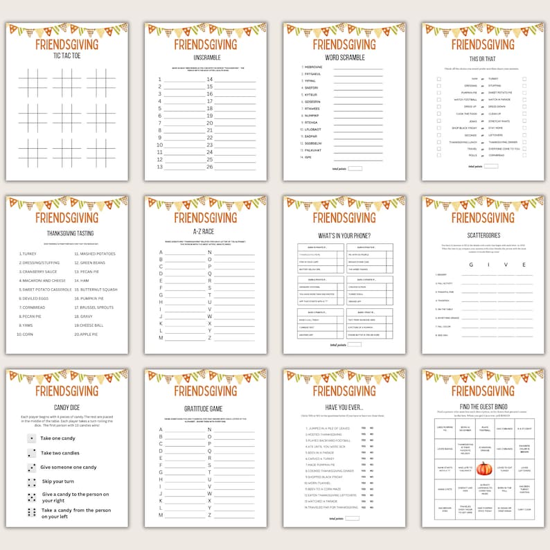 Friendsgiving Game Bundle, Friendsgiving Games, Friendsgiving Games for ...