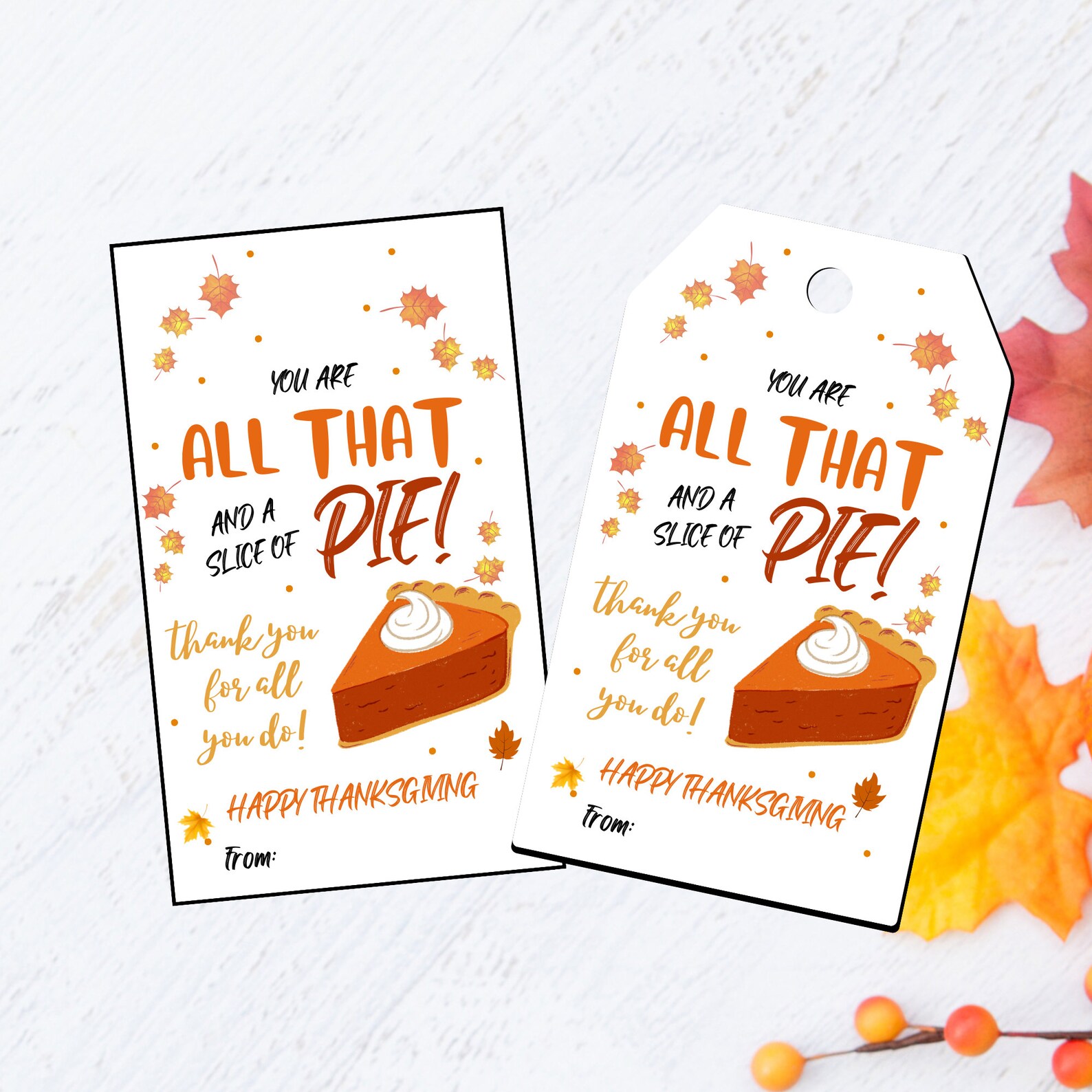 Thanksgiving Pie Appreciation Printable Gift Tags, Fall Pie Tag ...