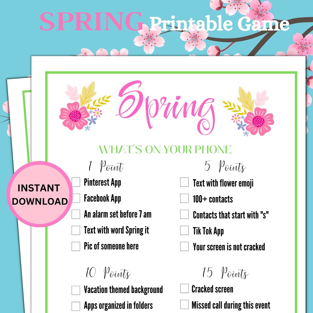 Printable SPRING Game, Spring Party Game and Activity, Kids Party Games ...