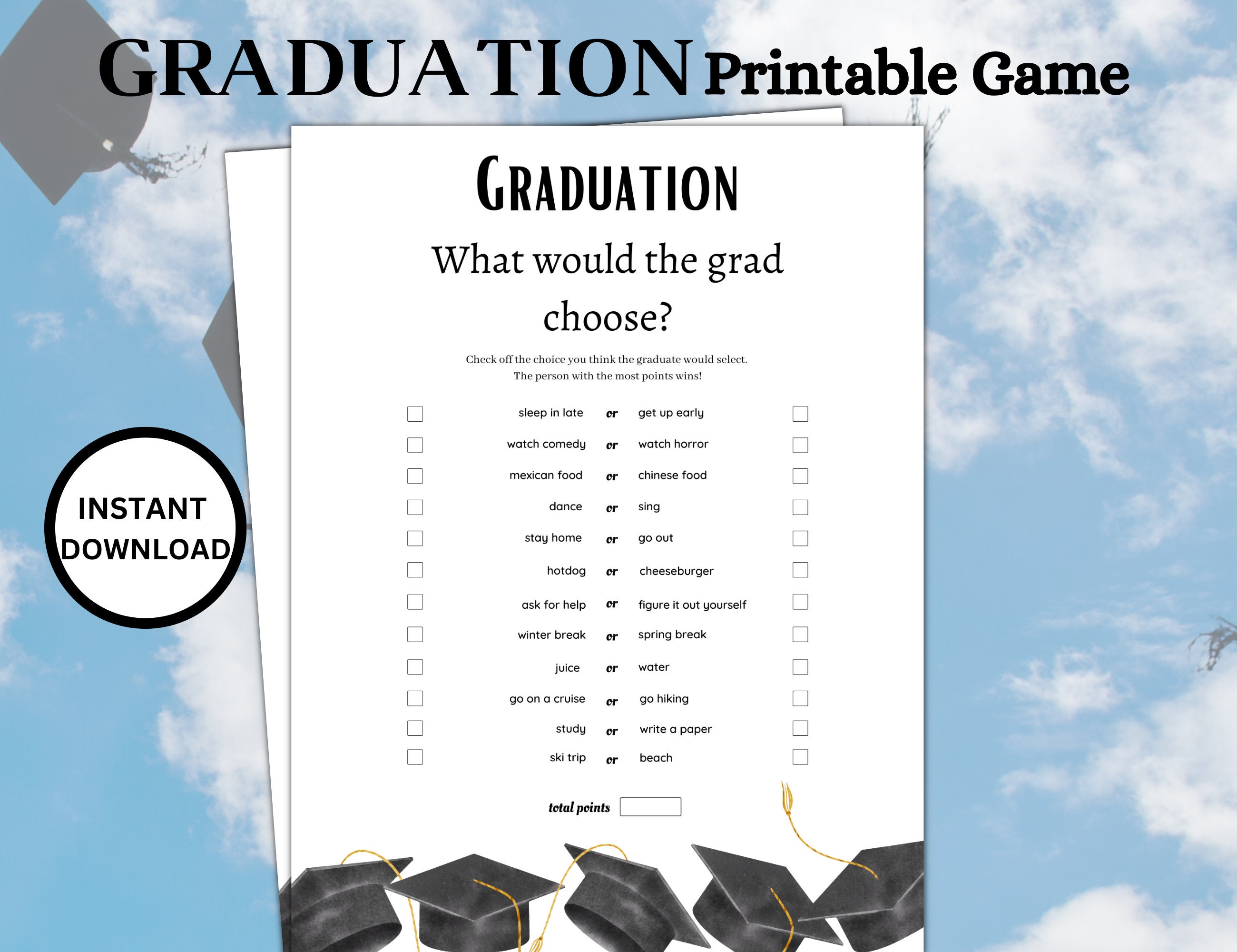Printable Graduation Games, Selfie Scavenger Hunt 2024 Graduation Games ...