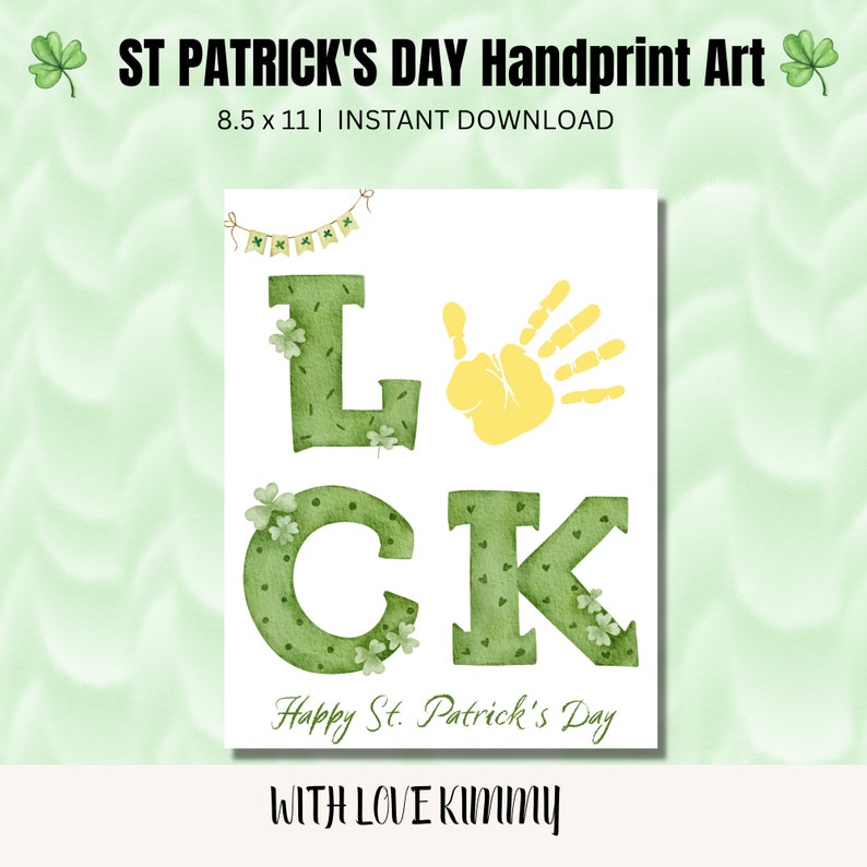 ST Patricks Day Handprint Craft ART Printable St - Etsy