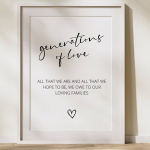 Printable Wedding Generations of Love Sign | Modern Wedding Signs ...