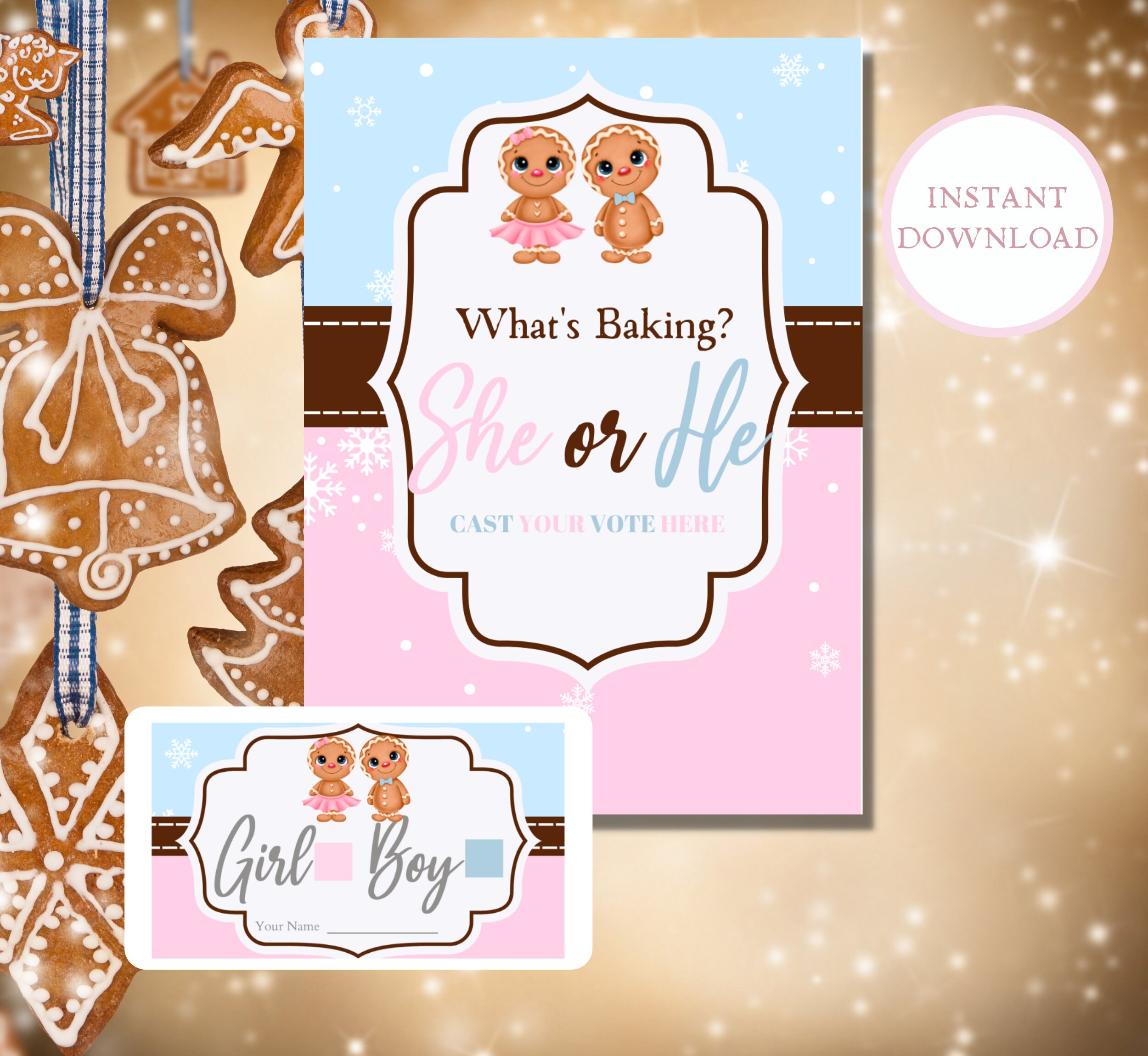 Gingerbread Baby Gender Reveal Printable Games Are Perfect for Your ...