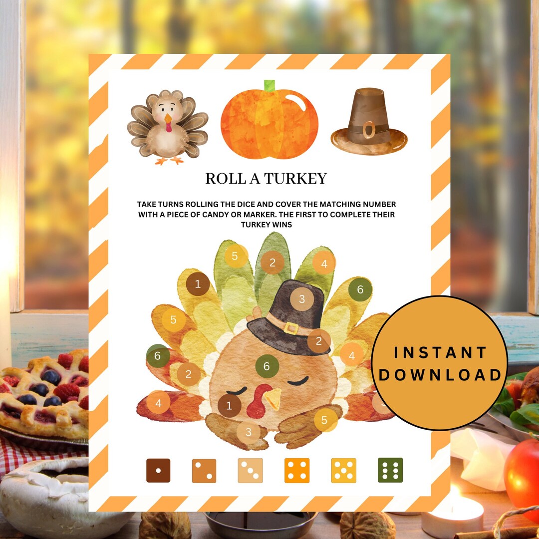 Thanksgiving Game, Thanksgiving Roll A Turkey Name, Thanksgiving Game ...