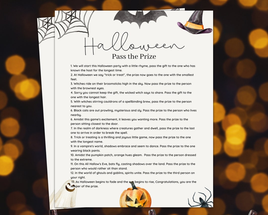 Halloween Party Game, Pass the Prize, Halloween Party Activities ...
