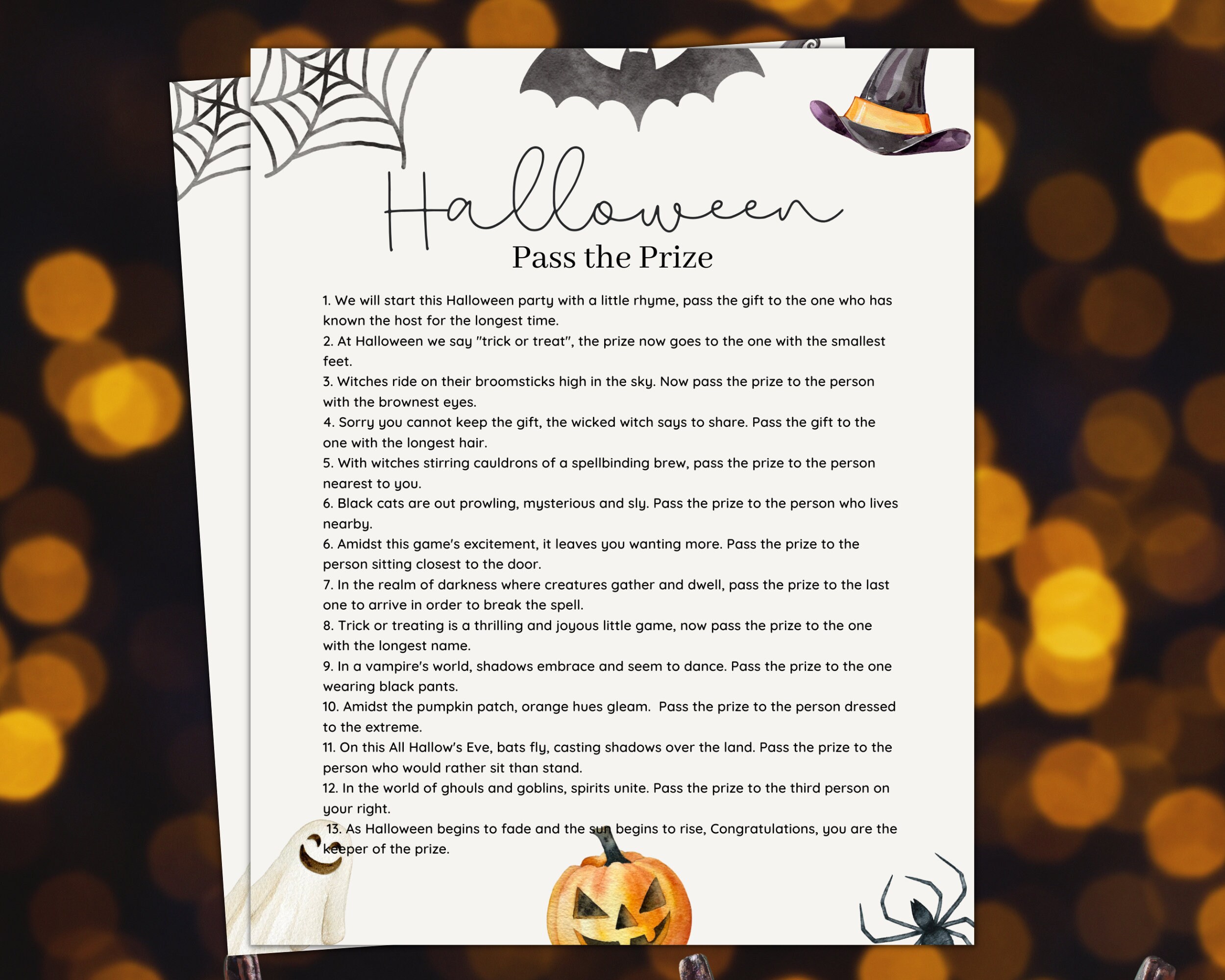Halloween Party Game, Pass the Prize, Halloween Party Activities ...