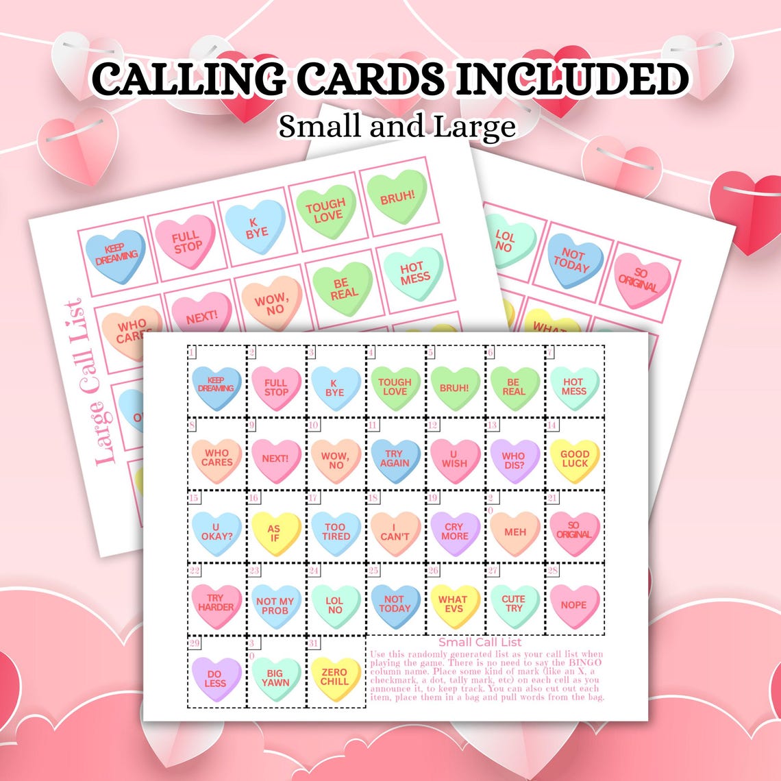 Printable Valentines Heart Bingo Game, Valentine's Games, Classroom ...