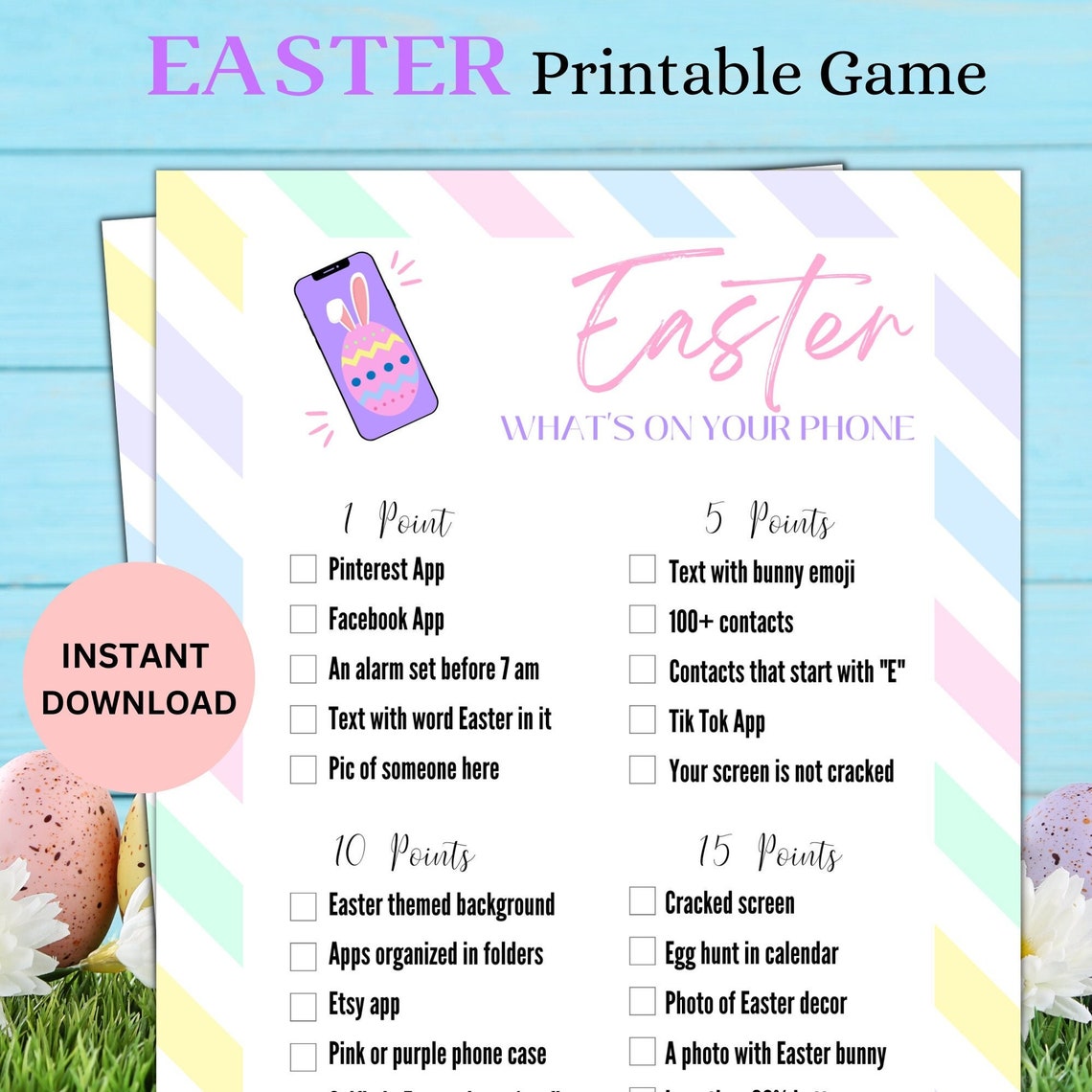 Printable EASTER Game Easter Kids Game and Activity Adult - Etsy