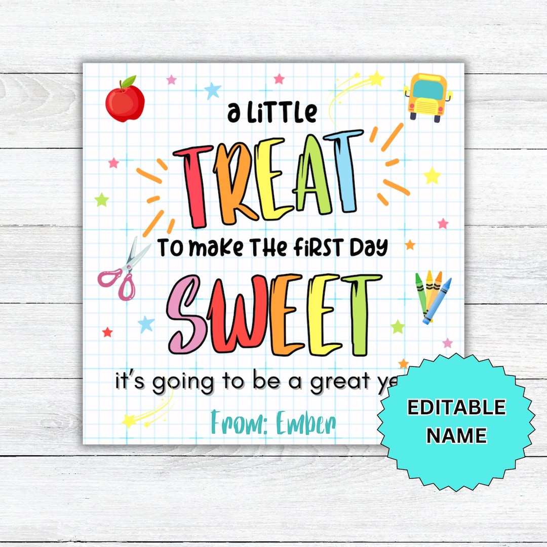 Editable Sweet Teacher Treat Gift Tag, Teacher Appreciation Week, First ...