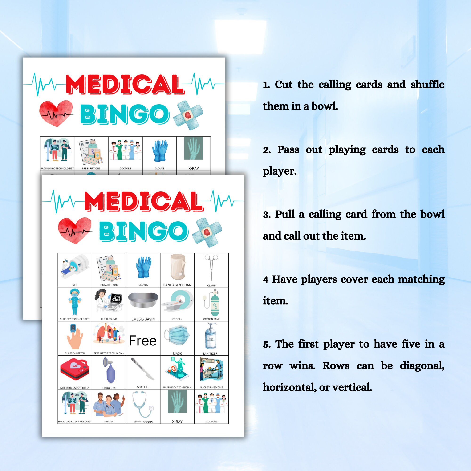 Medical Bingo Game, 60 Bingo Games, Doctor Games, Radiology Games ...