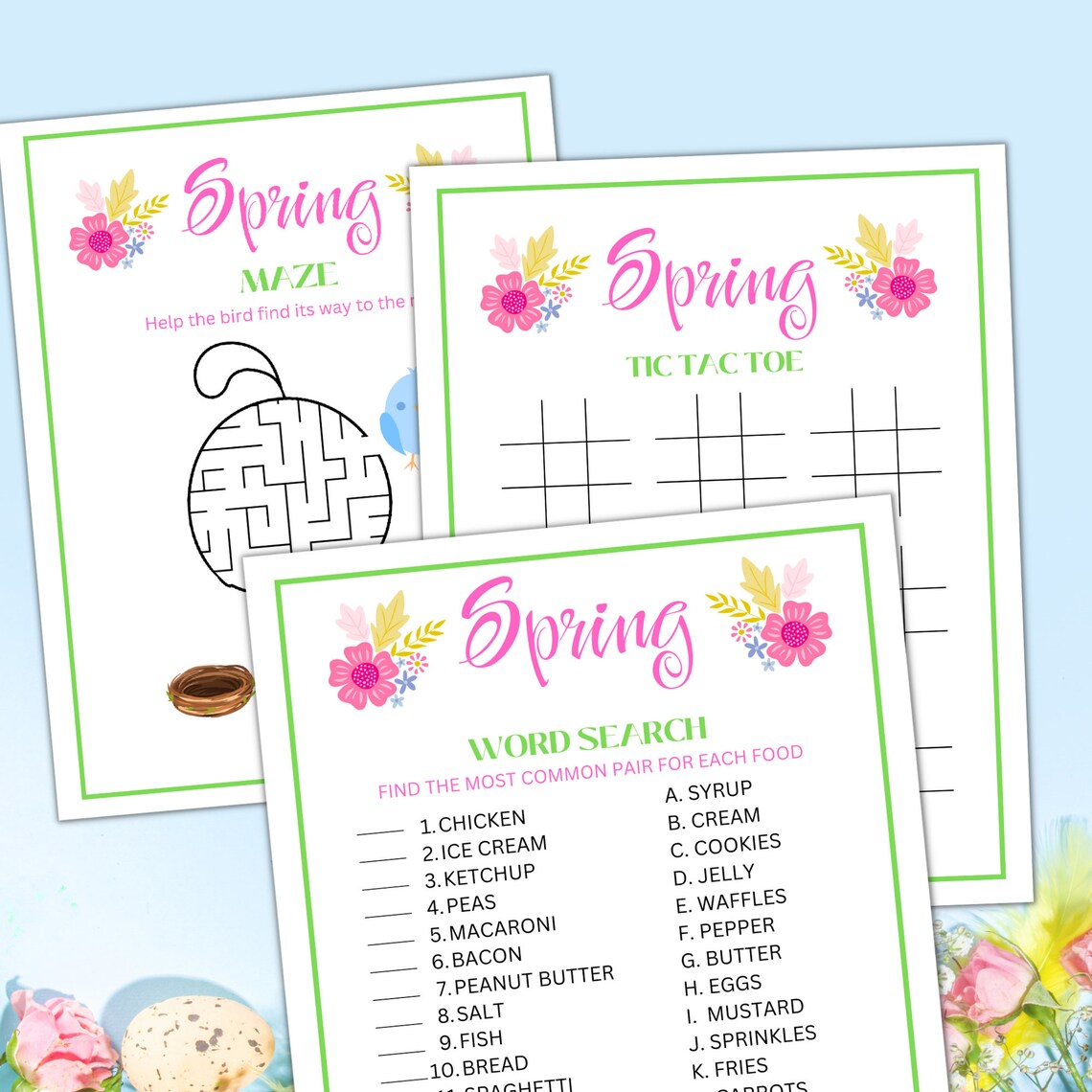 Printable SPRING Game Bundle, Spring Party Games and Activities, Kids ...