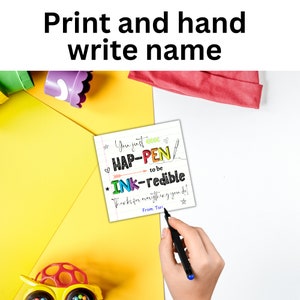 Editable Back to School Gift Tag, Ink-redible Pen Pencil Student Gift ...