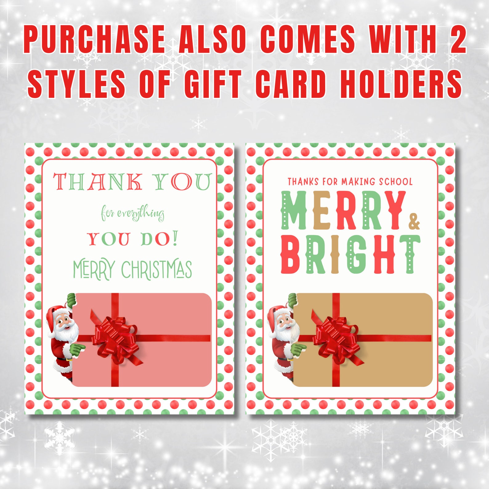 Printable Teacher Christmas Card Gift, Teacher Gift Card, Thank You ...