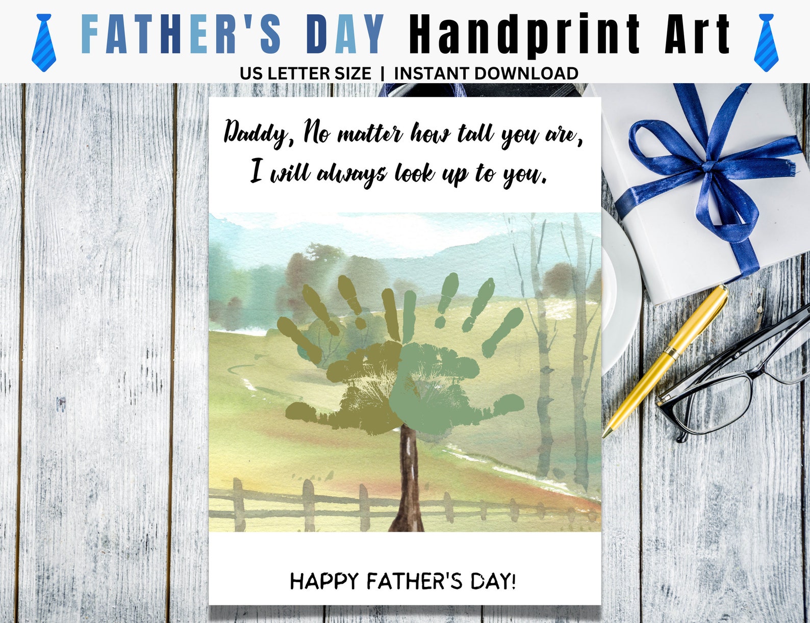 Father's Day Handprint Activity, Father's Day Printable, Happy Father's ...