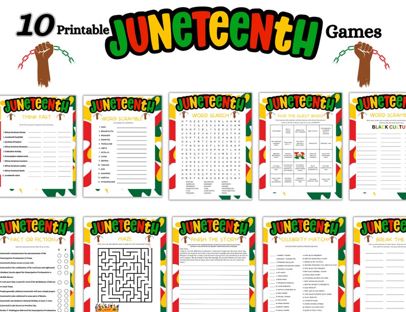 Juneteenth Game Bundle Juneteenth Activity Black History - Etsy