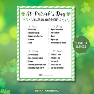 Printable St Patrick's Day What's on Your Phone Game, St Paddy's Day ...