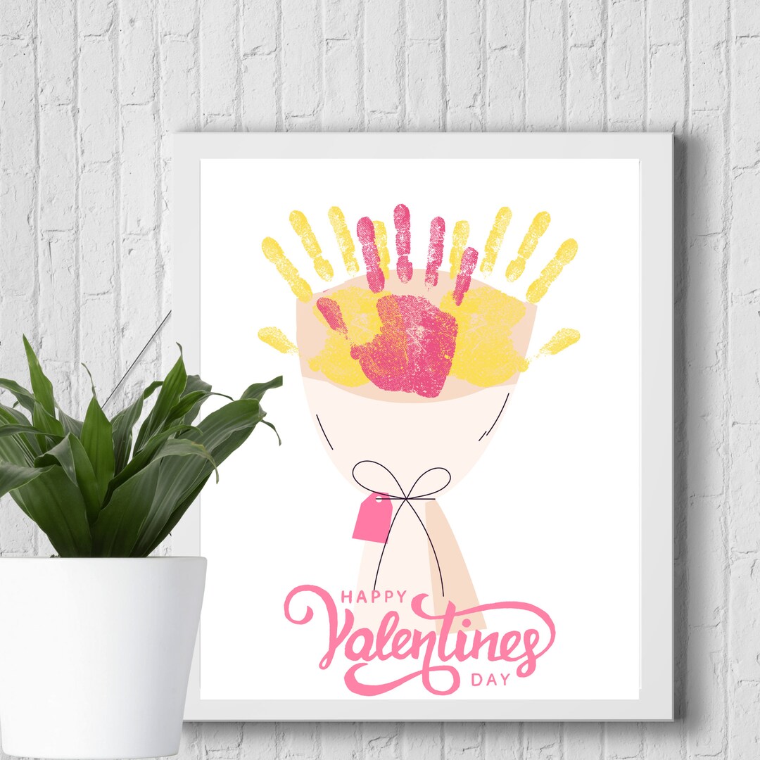 Valentine Handprint Craft ART Printable, Valentine Preschool Art ...