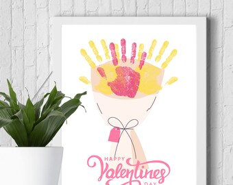 Valentine Handprint Craft ART Printable, Valentine Preschool Art ...