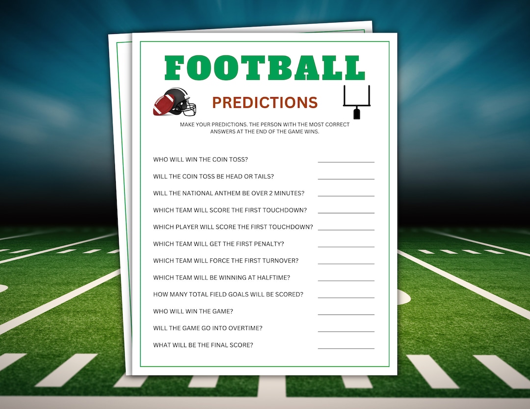 Football Game, Predictions, Football Party Game, Football Birthday ...