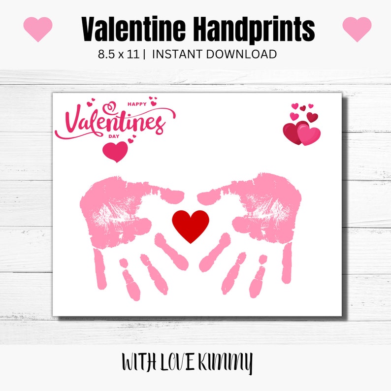 Valentine Handprint Craft Printable Bundle, Valentine Preschool Craft ...