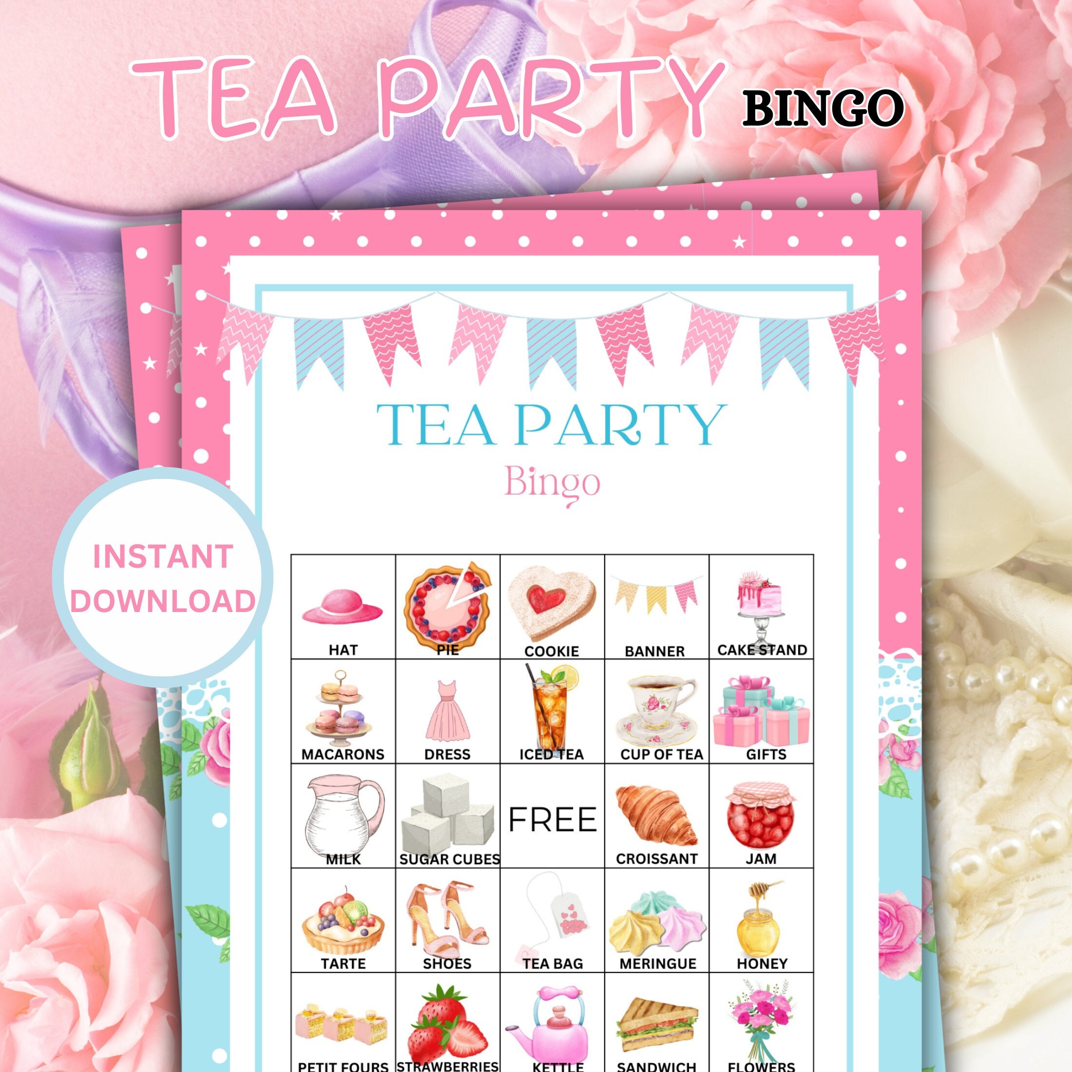 30 UNIQUE Tea Party Bingo Game, Tea Party Birthday, Baby Shower Tea ...