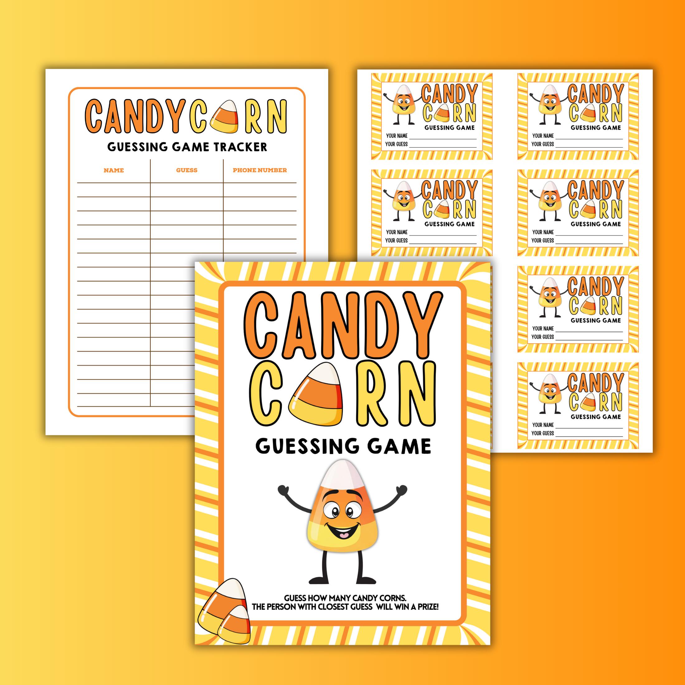 Candy Corn Guessing Game Printable, Classroom Game, Halloween Party ...