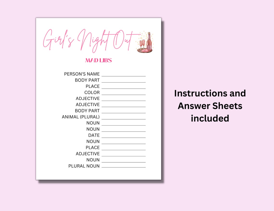 Printable Girls Night Out Game Bundle Party Games and Activities, Girls Party Games, Ladies ...
