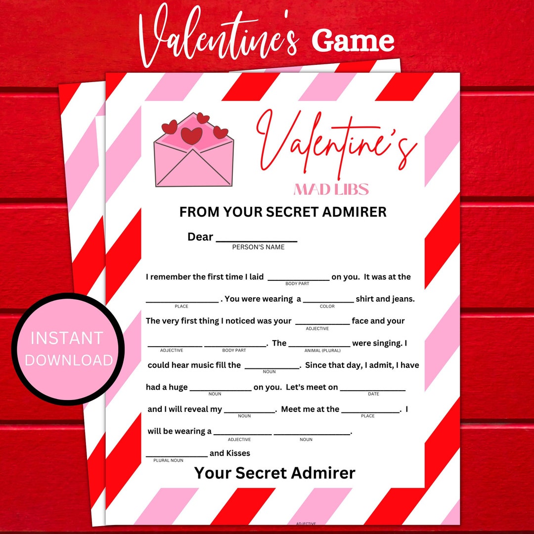 Printable Valentine's Day Game, MAD LIBS Party Game and Activity, Kids ...